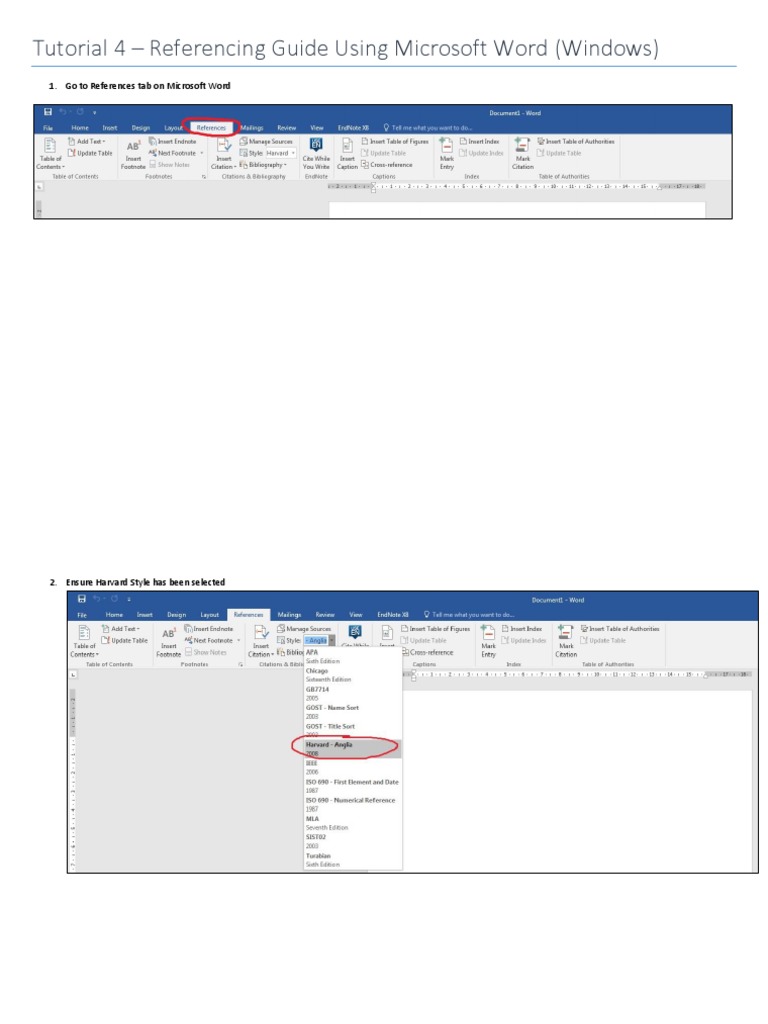 Tutorial 4 - Referencing Guide Using Microsoft Word (Windows) | PDF ...