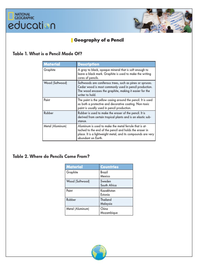 Geography Pencil Handout | PDF