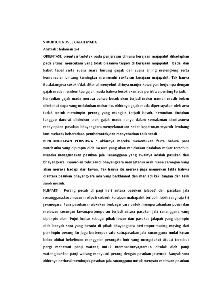 Struktur Novel Gajah Mada | PDF