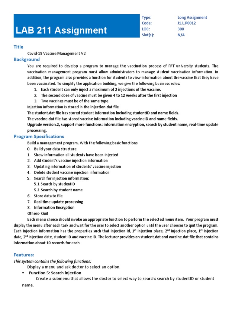 LAB 211 Assignment: Title Background | PDF | Menu (Computing) | Information
