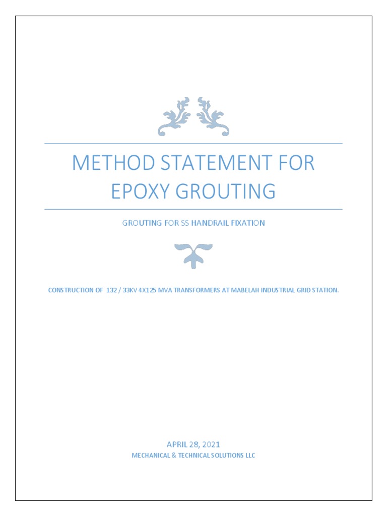 Method Statement For Epoxy Grouting | PDF | Concrete | Drill