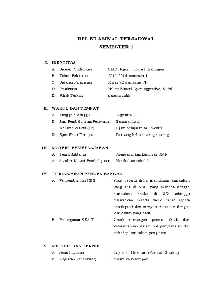RPL Klasikal Terjadwal Kelas 7 | PDF