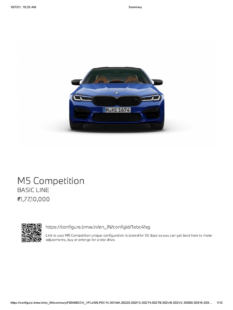 BMW M5 Configuration | PDF | Fuel Economy In Automobiles | Engines