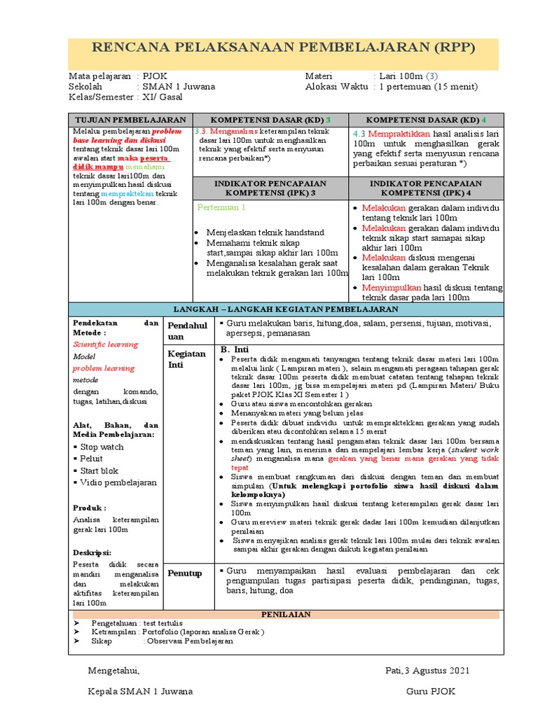 RPP Lari 100m Nanang | PDF