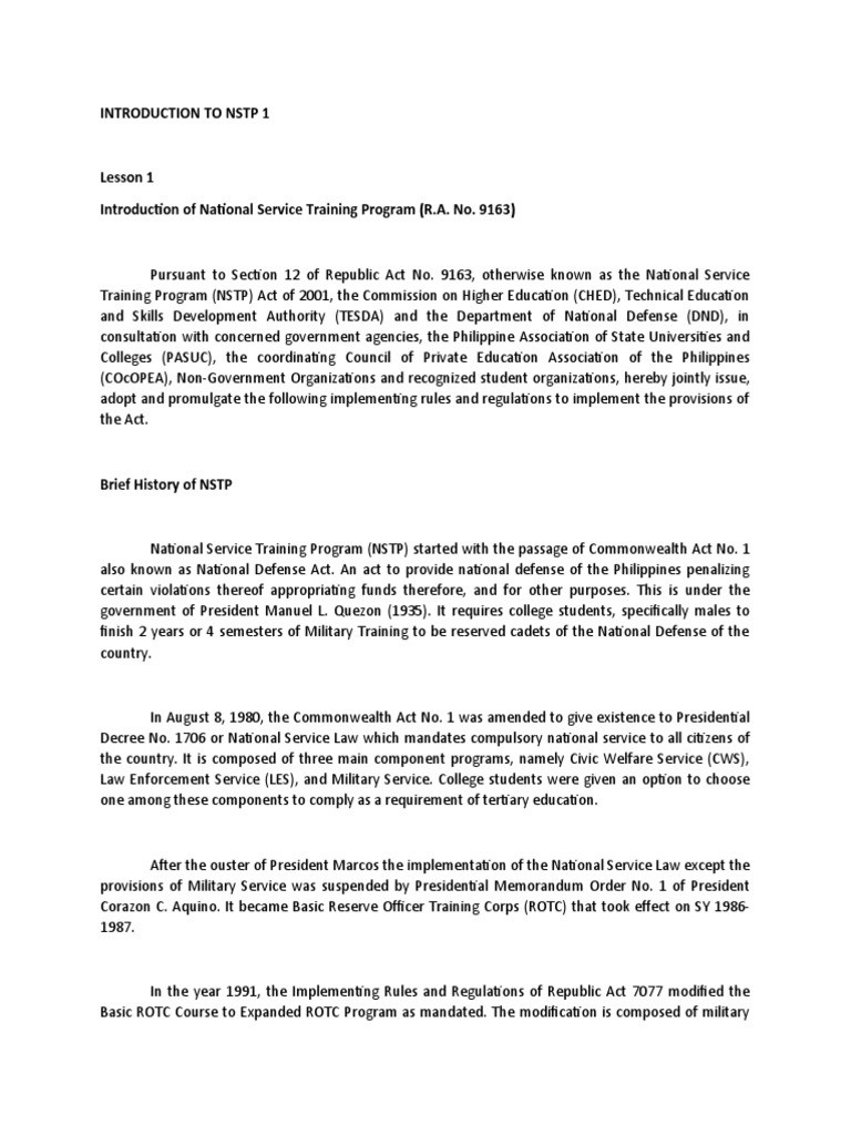 NSTP 1 Preliminary Coverage | PDF | Motivational | Motivation