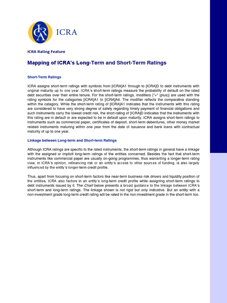 Mapping of ICRA's Long-Term and Short-Term Ratings | Download Free PDF ...