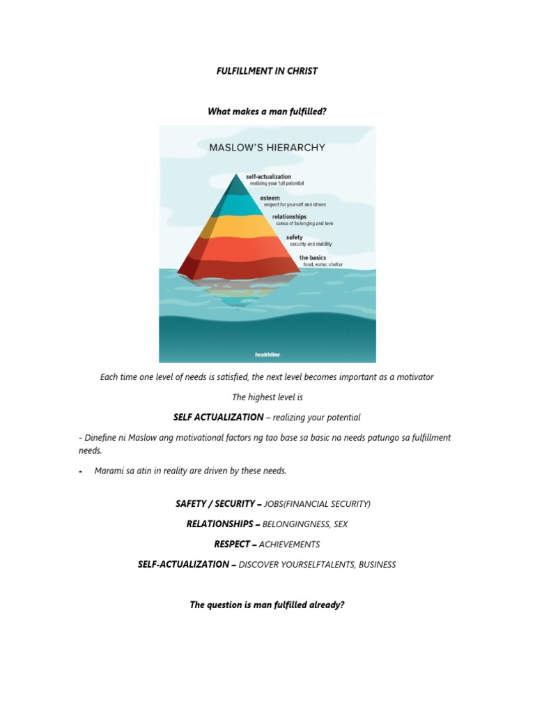 Fulfillment in Christ | PDF | Self Actualization | Jesus