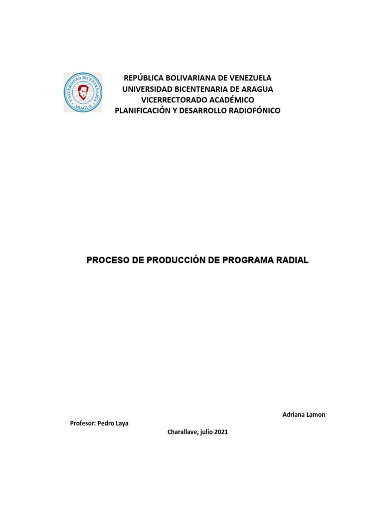 Proceso de Producción de Programa Radial | PDF | Radiodifusión ...