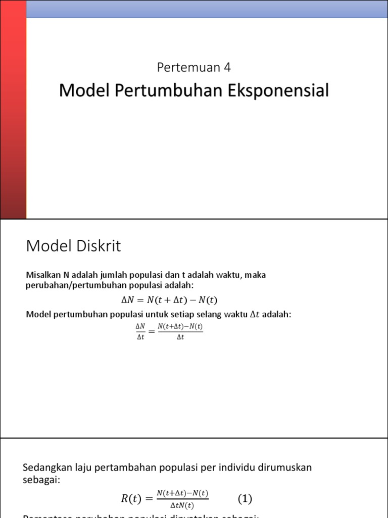 Model Pertumbuhan Populasi Eksponensial | PDF | Metode & Bahan Ajar