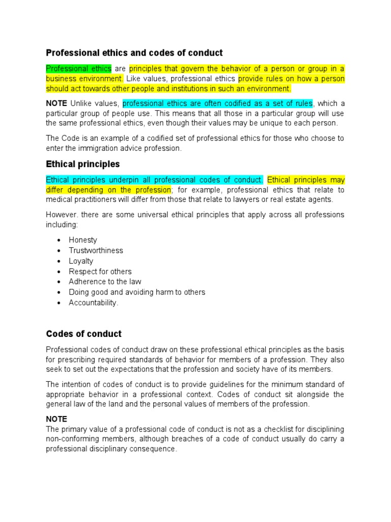 Professional Ethics and Codes of Conduct | PDF | Confidentiality ...