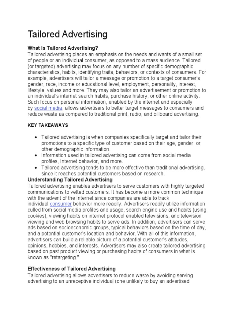 Understanding How Tailored Advertising Targets Consumers Through ...