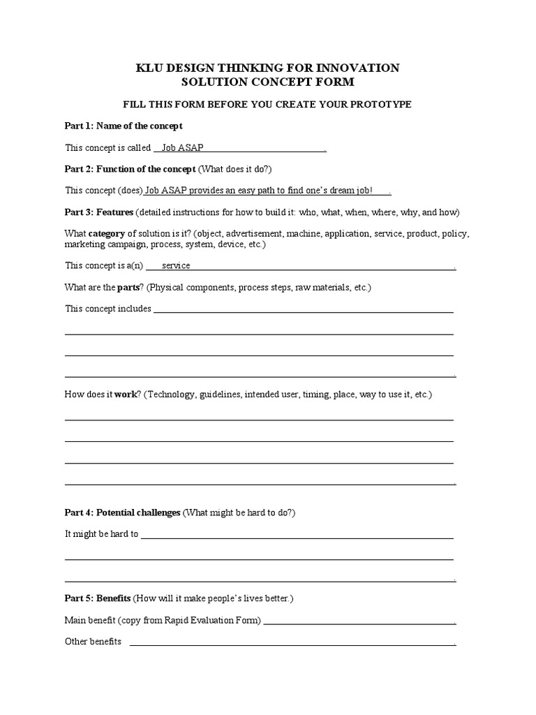 KLU Solution Concept Form | PDF