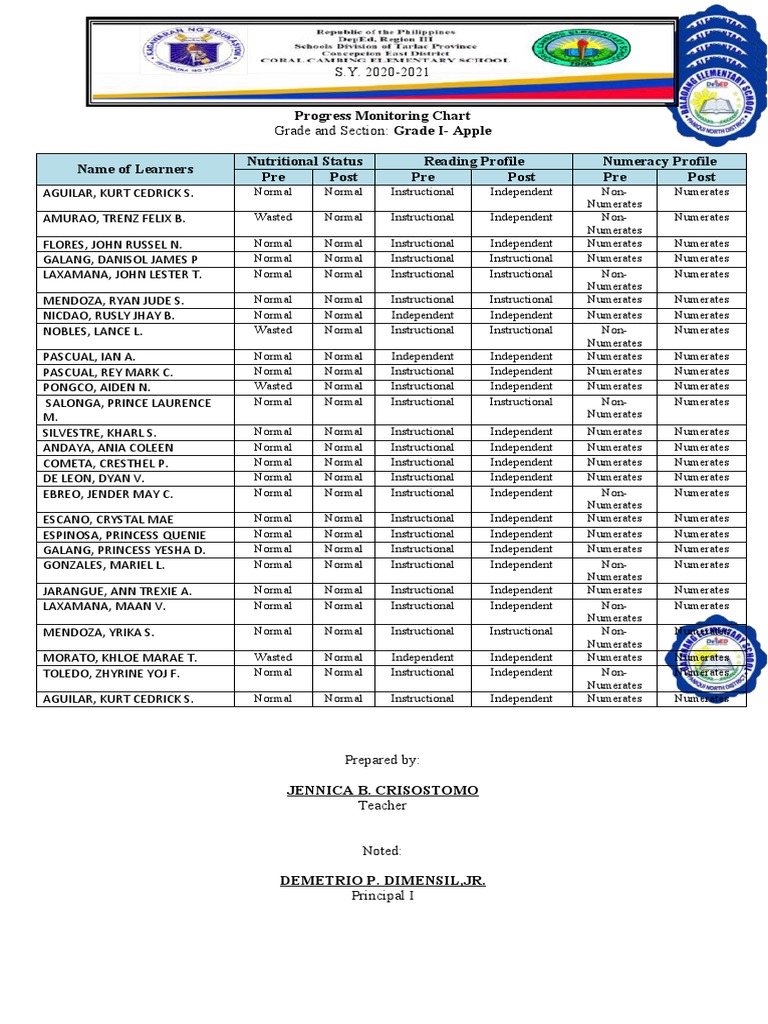 Progress Monitoring Chart | PDF