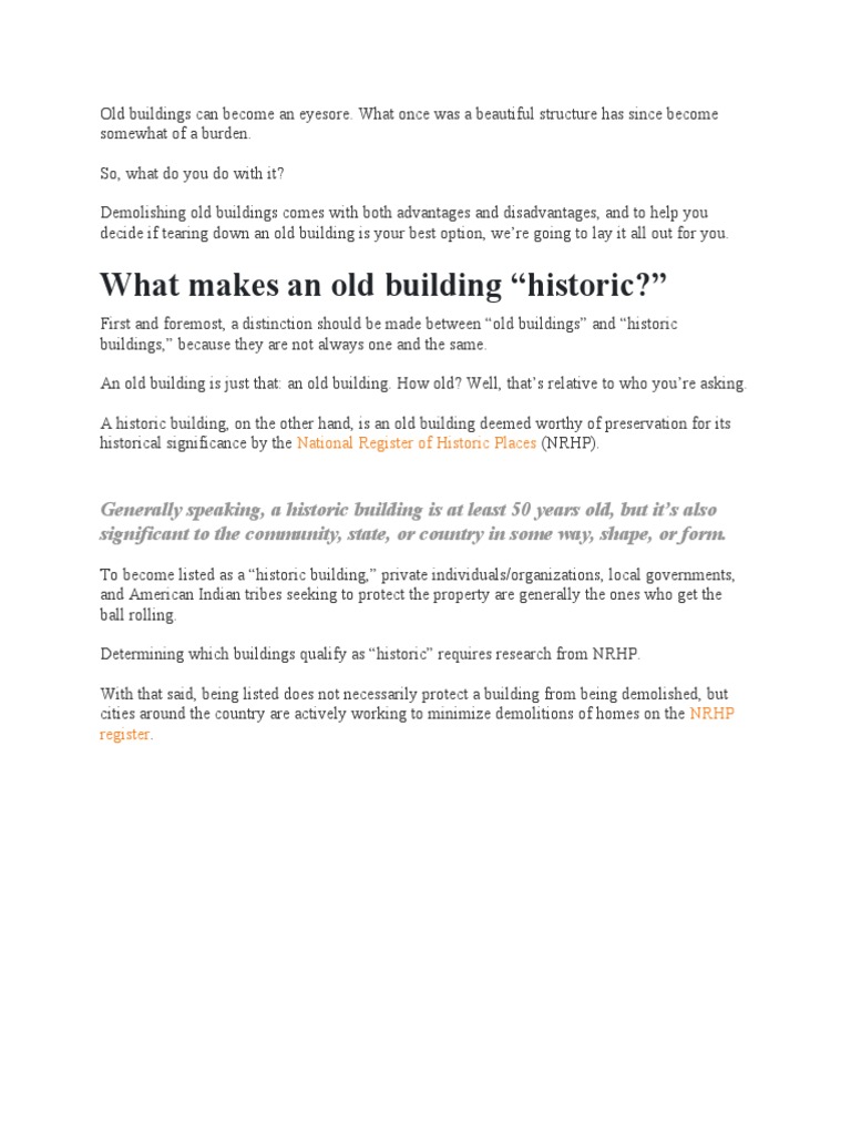 Old Buildings Can Become An Eyesore | PDF | Social Science