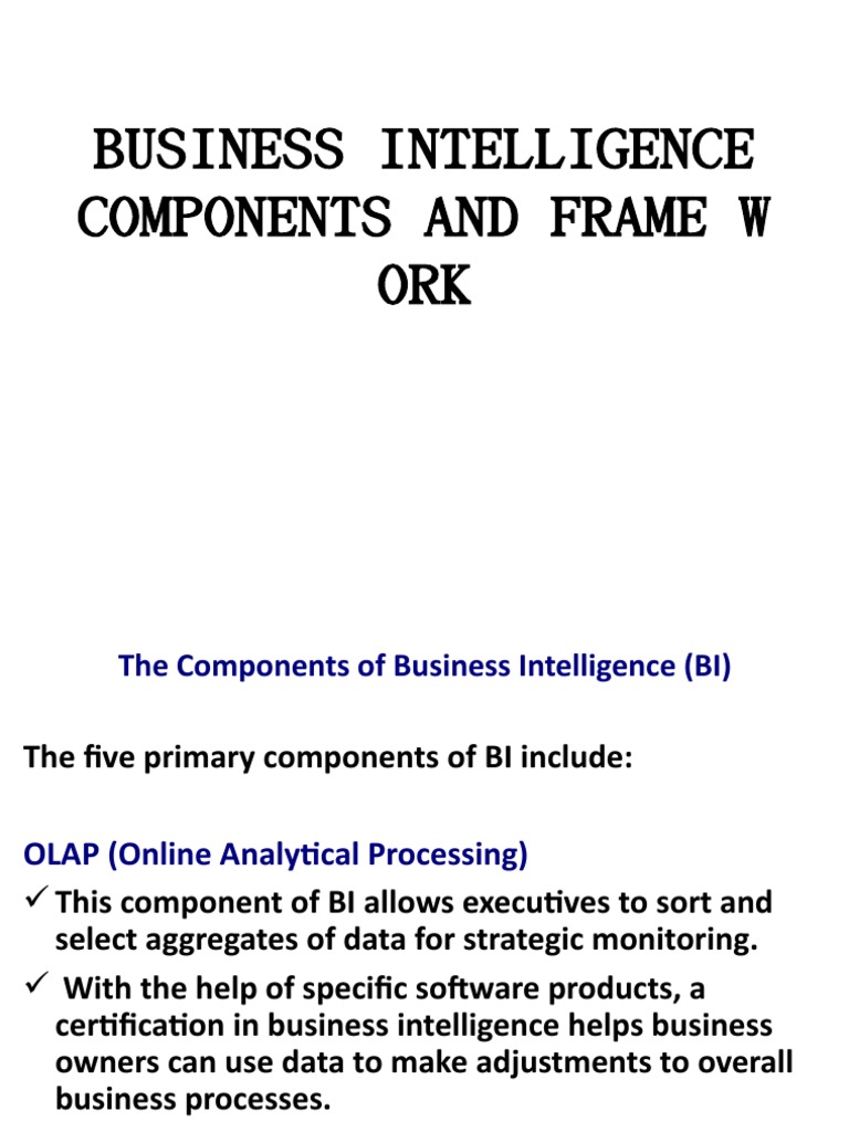 Business Intelligence Components & Framework | PDF | Business ...