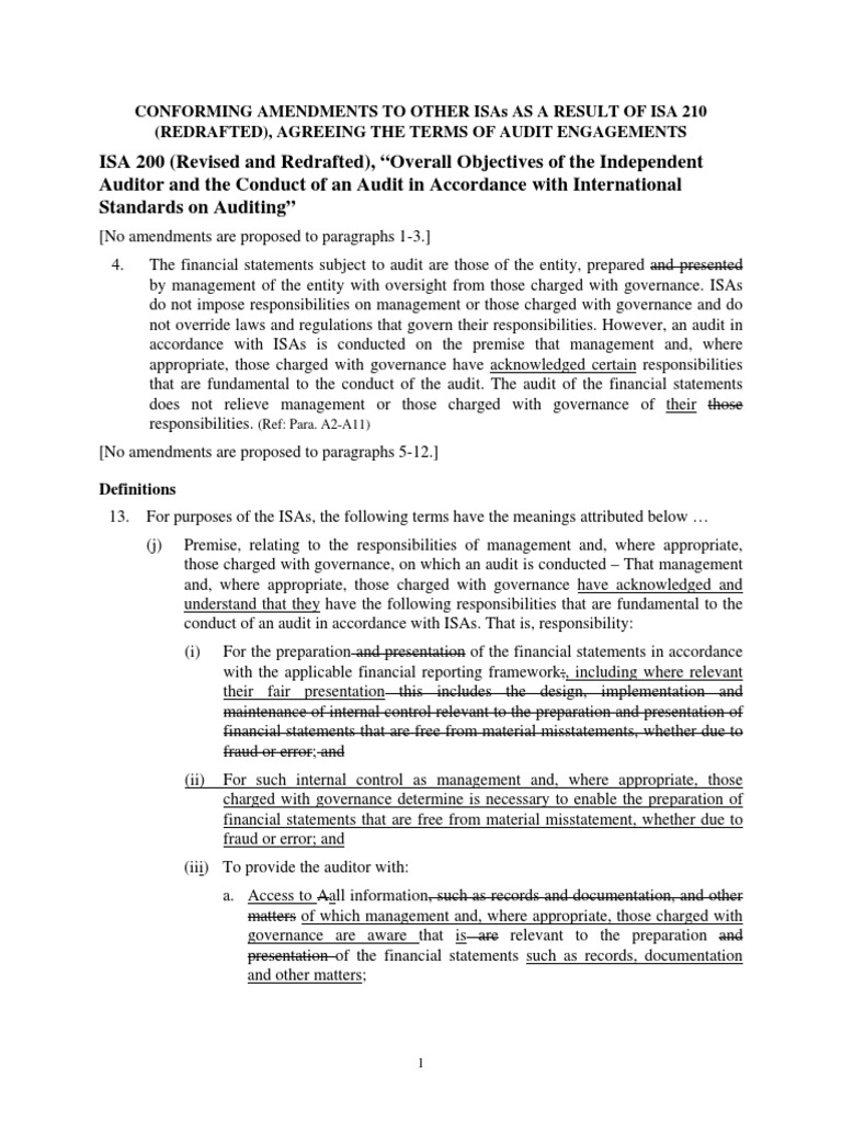ISA 200 (Revised and Redrafted), "Overall Objectives of The Independent ...