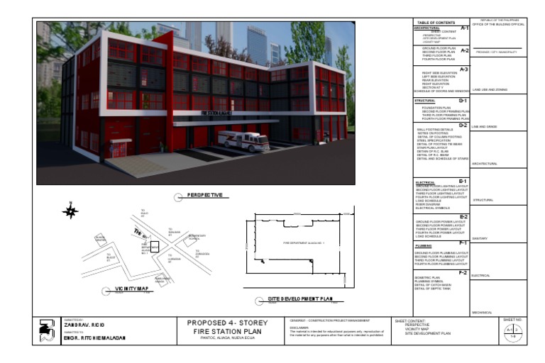 Proposed 4 - Storey Fire Station Plan: Architectural | PDF | Design ...