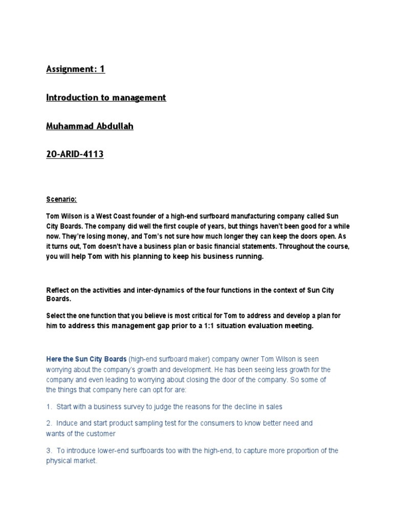 ASSIGNMENT of Management Abdullah | PDF | Pricing | Sales