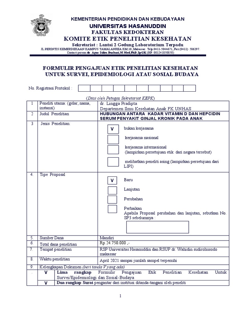 2 Form Pengajuan Etik | PDF