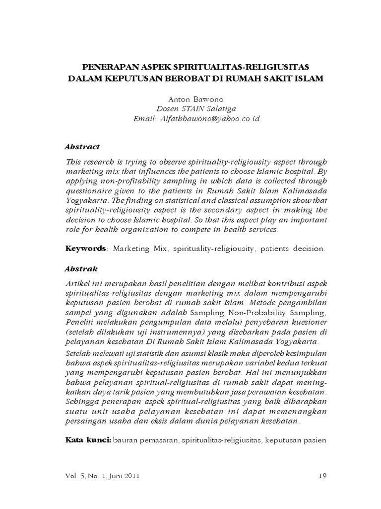 Penerapan Aspek Spiritualitas-Religiusitas | PDF