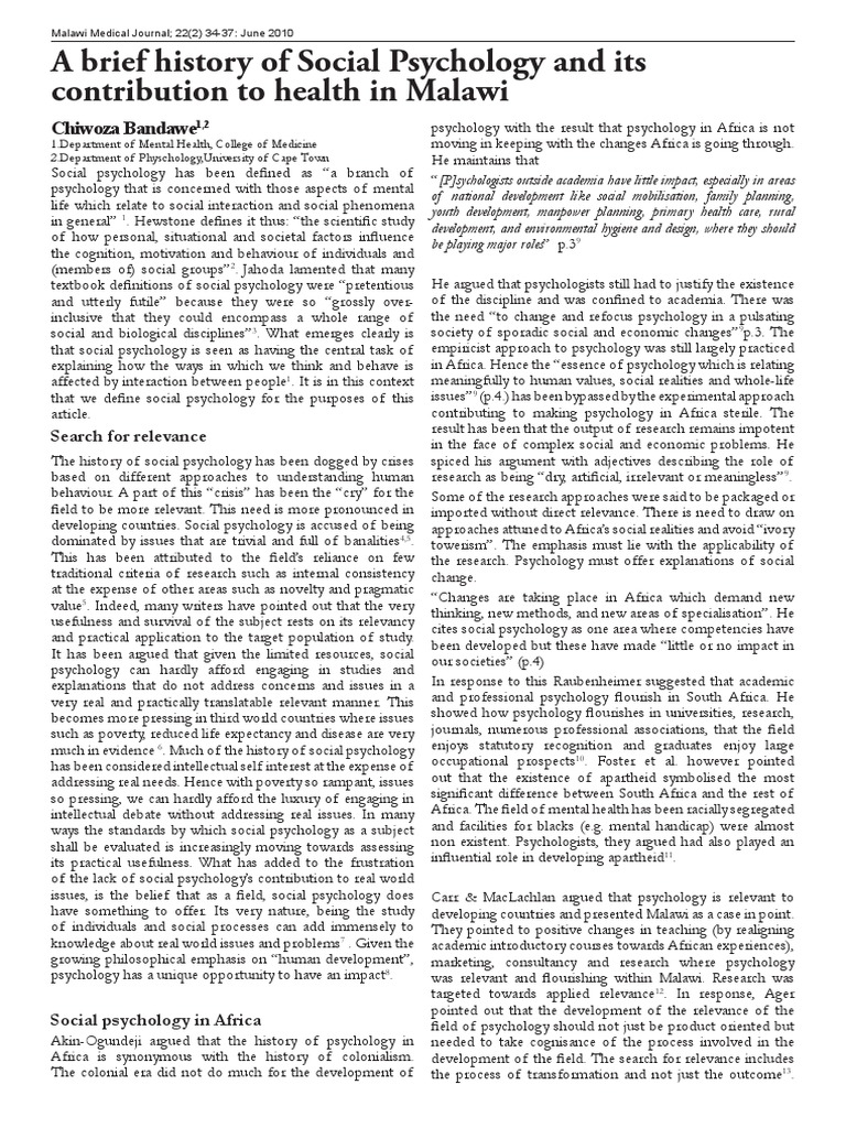 A Brief History of Social Psychology | Download Free PDF | Psychology ...