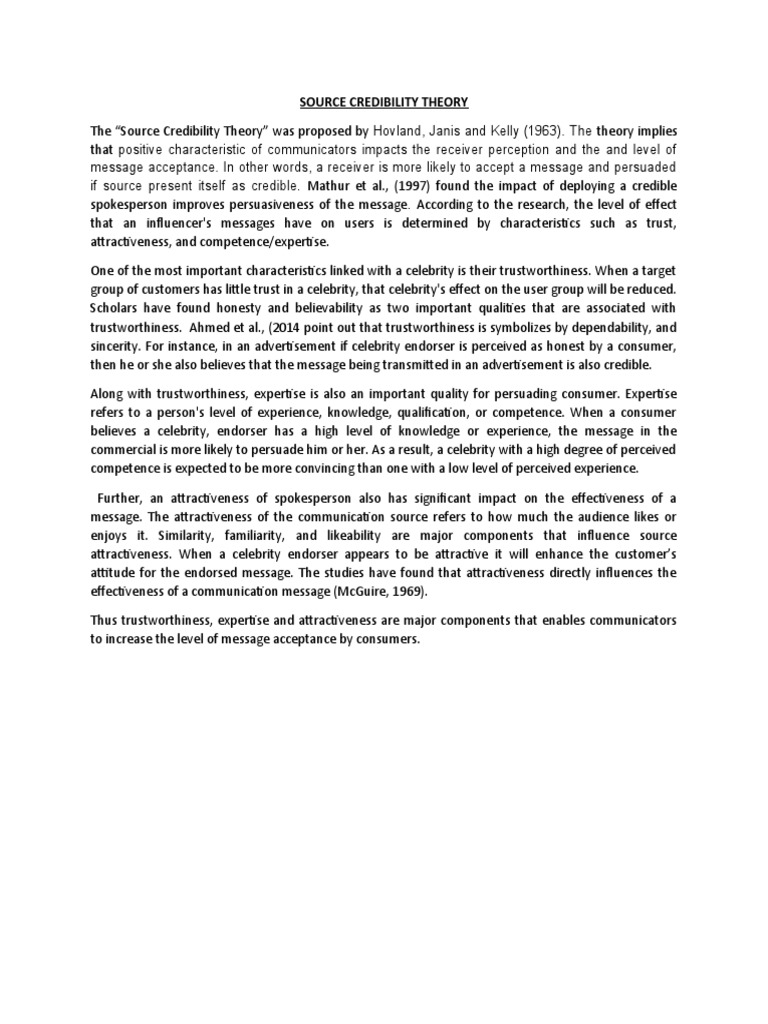 Source Credibility Theory | PDF | Credibility | Marketing