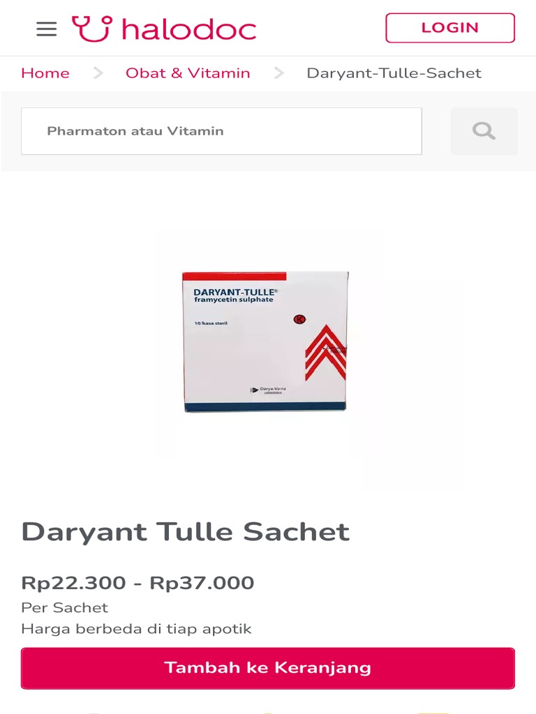 Daryant Tulle Sachet - Kegunaan, Efek Samping, Dosis Dan Aturan Pakai - Halodoc | PDF