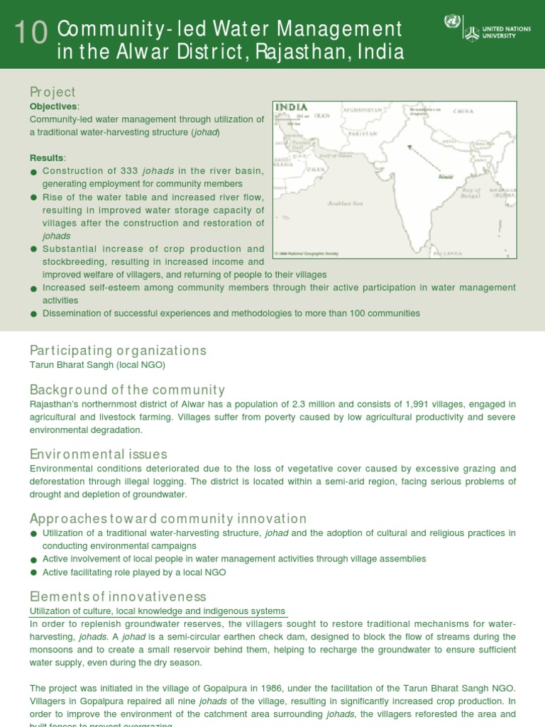 Community Water Management in Alwar | PDF | Non Governmental ...