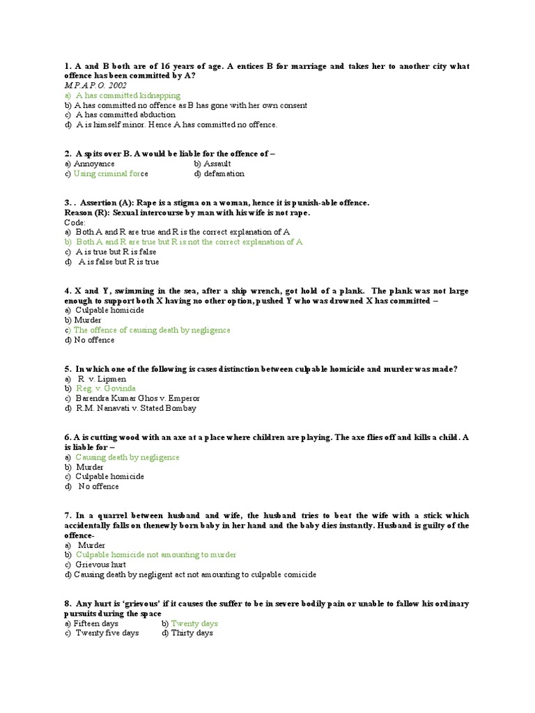 MCQ Unsolved 2n Oct, 2021 | PDF | Murder | Kidnapping