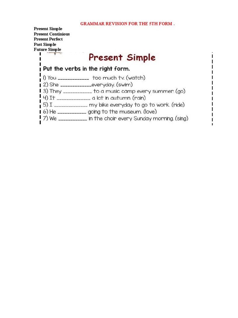 Grammar Revision For The 5th Form | PDF