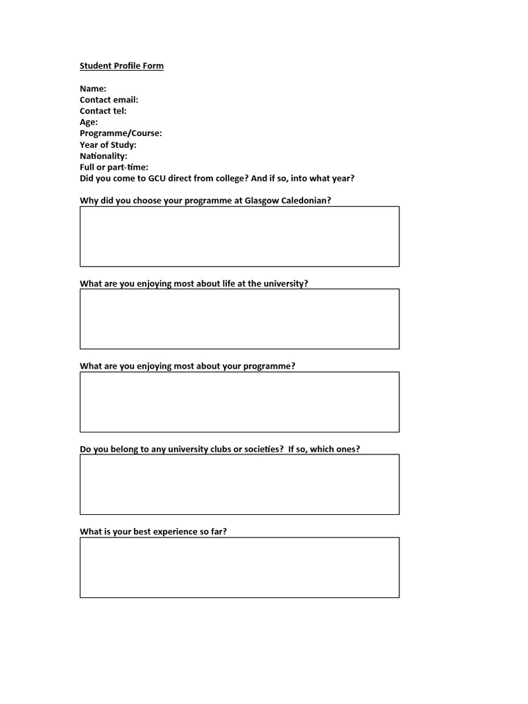 Student Profile Template | PDF | Career & Growth