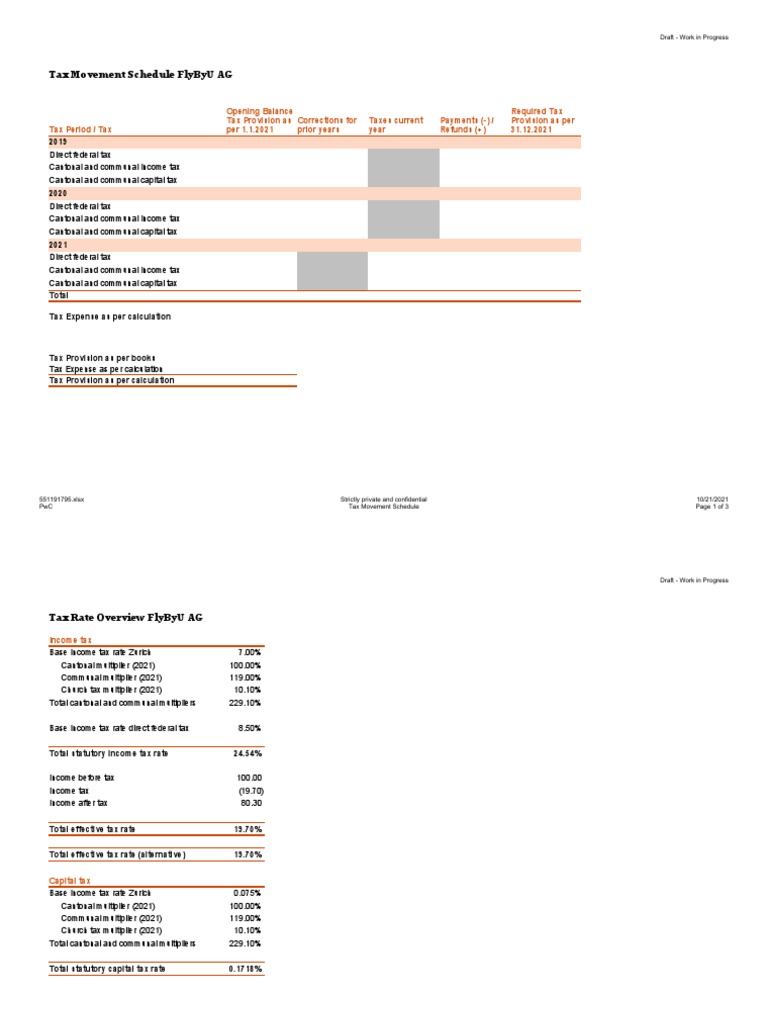Template Tax Provision Calculation 2021 | PDF | Taxes | Tax Rate