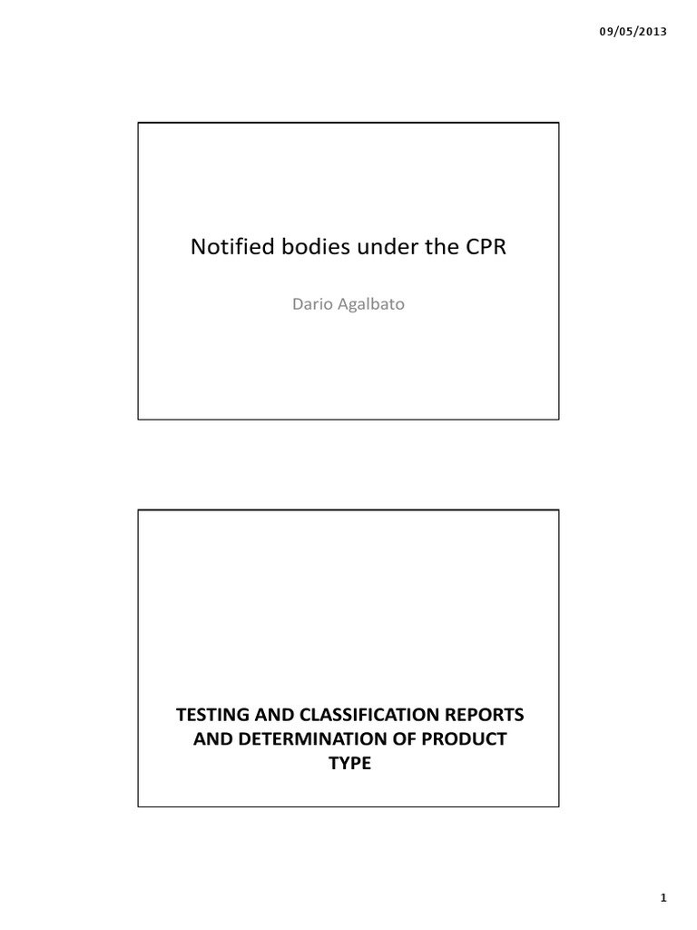 Notified Bodies Under The CPR: Dario Agalbato | PDF | Audit | Evaluation