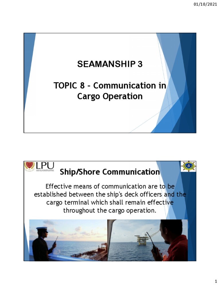 Handout 7 - Communication in Cargo Operation | PDF | Safety | Ships