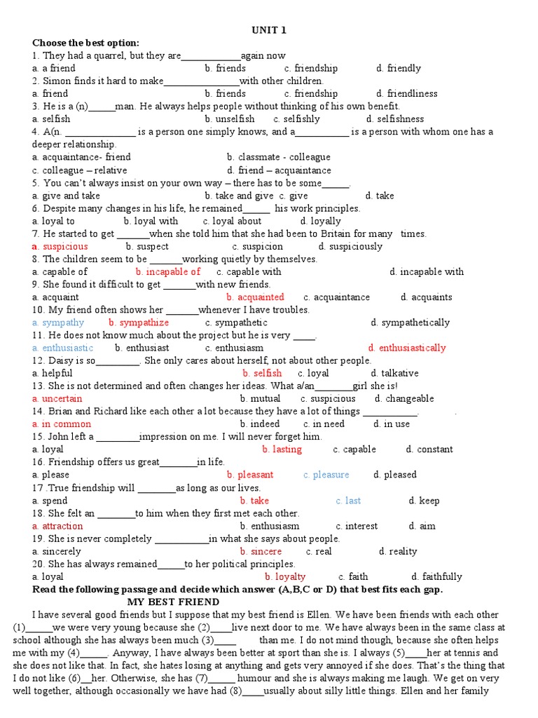 Grade 11 English Unit 1 Exercises | PDF