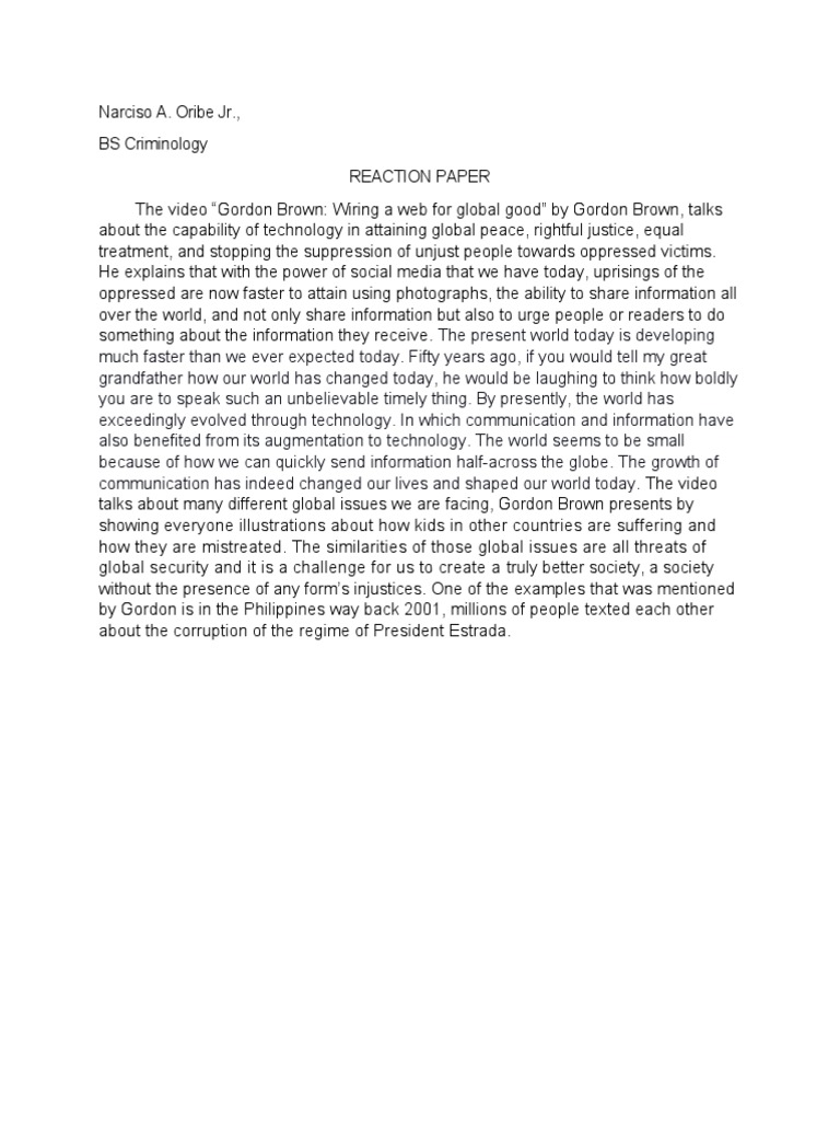 Reaction Paper | PDF