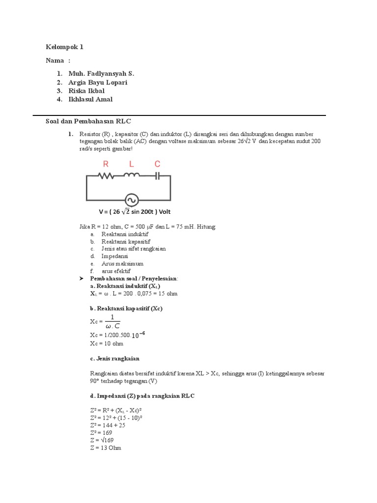 10 Soal RLC Dan Pembahasan | PDF