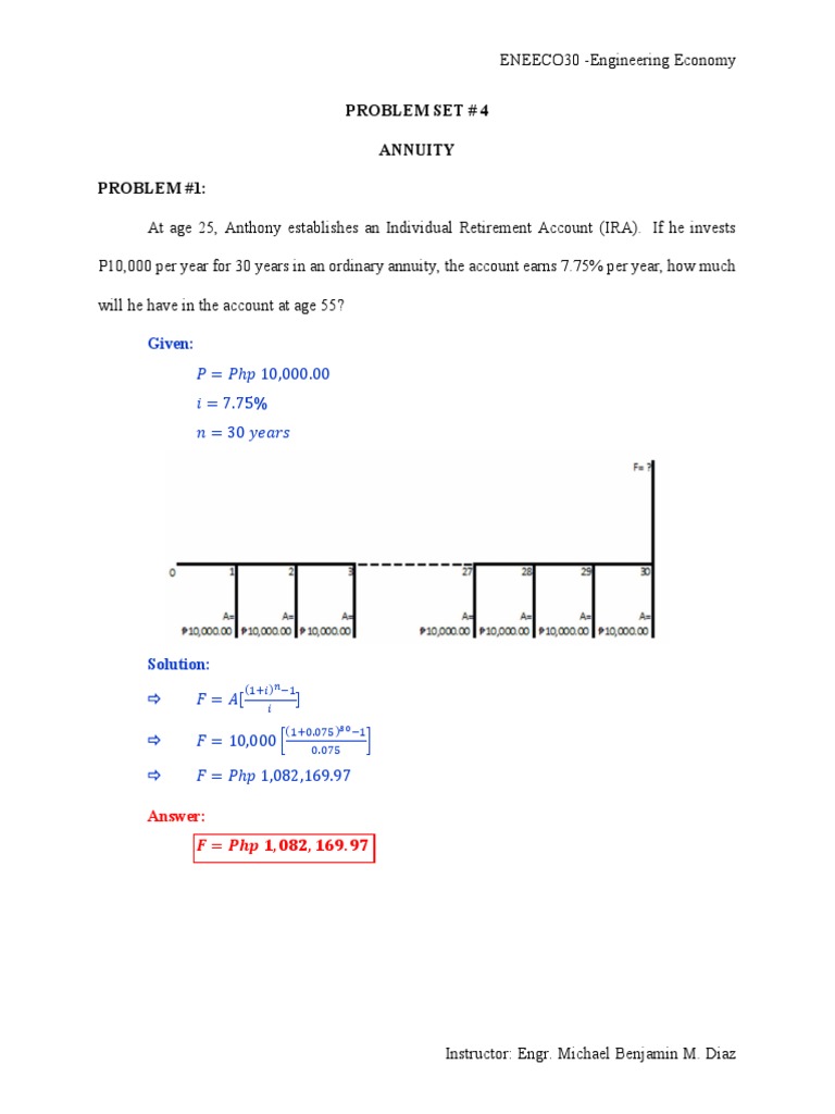 Problem Set 4 With Solution - Annuity | PDF | Interest | Debt