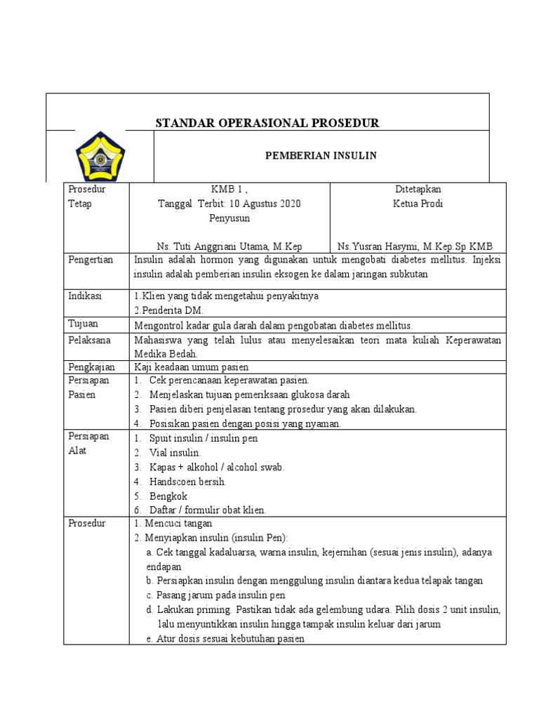 Sop Pemberian Insulin | PDF