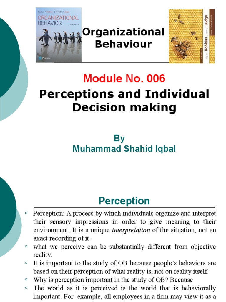 Organizational Behavior (Perception & Individual Decision Making) | PDF | Decision Making ...