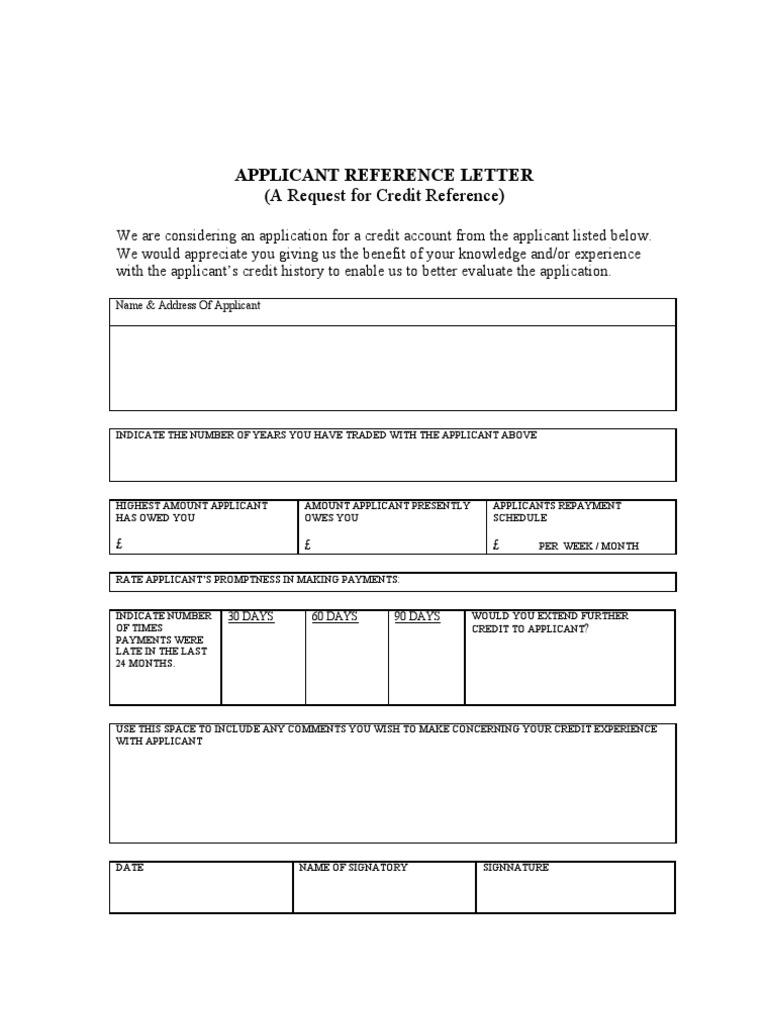 Credit Reference Request for Applicant | PDF | Business | Law