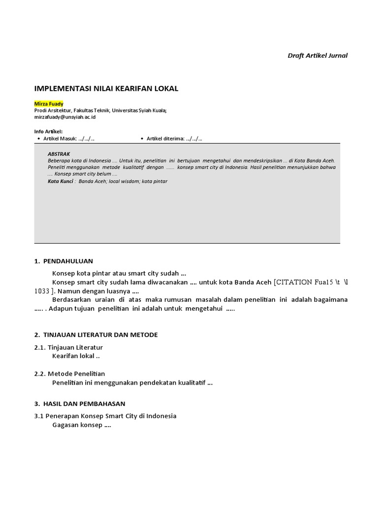 Template-Draft Artikel Jurnal-Tugas Metodologi Penelitian | PDF