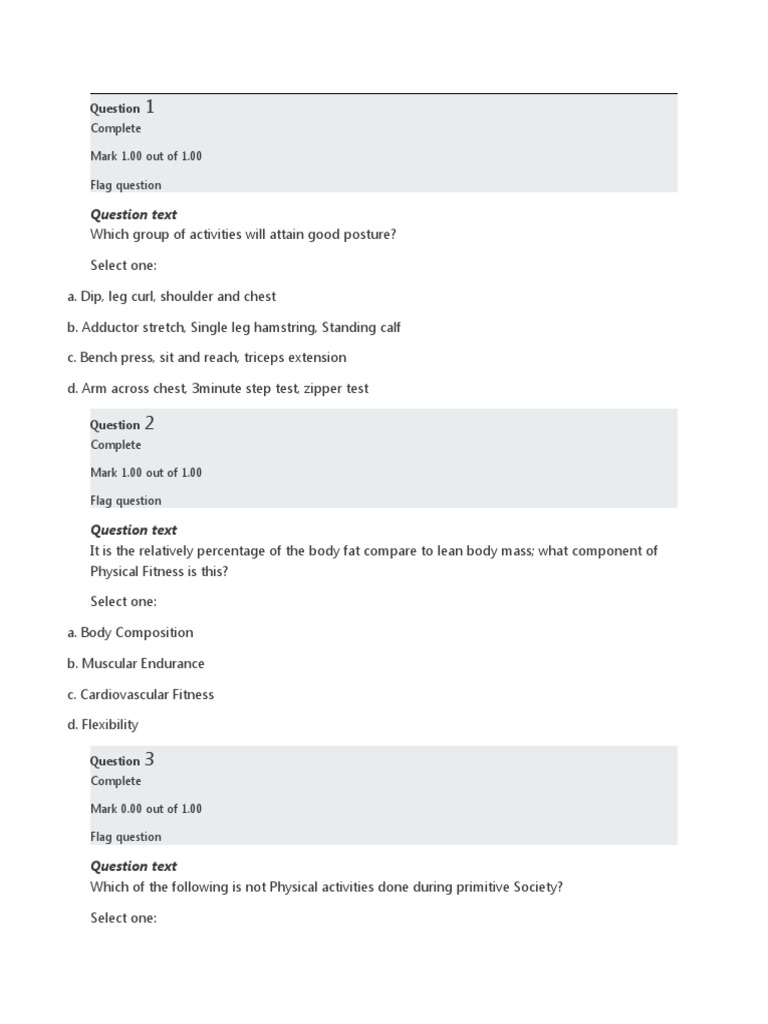 P.E Examination | PDF | Physical Fitness | Strength Training