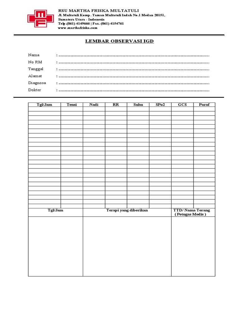 Lembar Observasi Igd | PDF