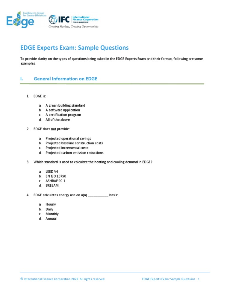 EDGE Experts Exam: Sample Questions: I. General Information On EDGE ...