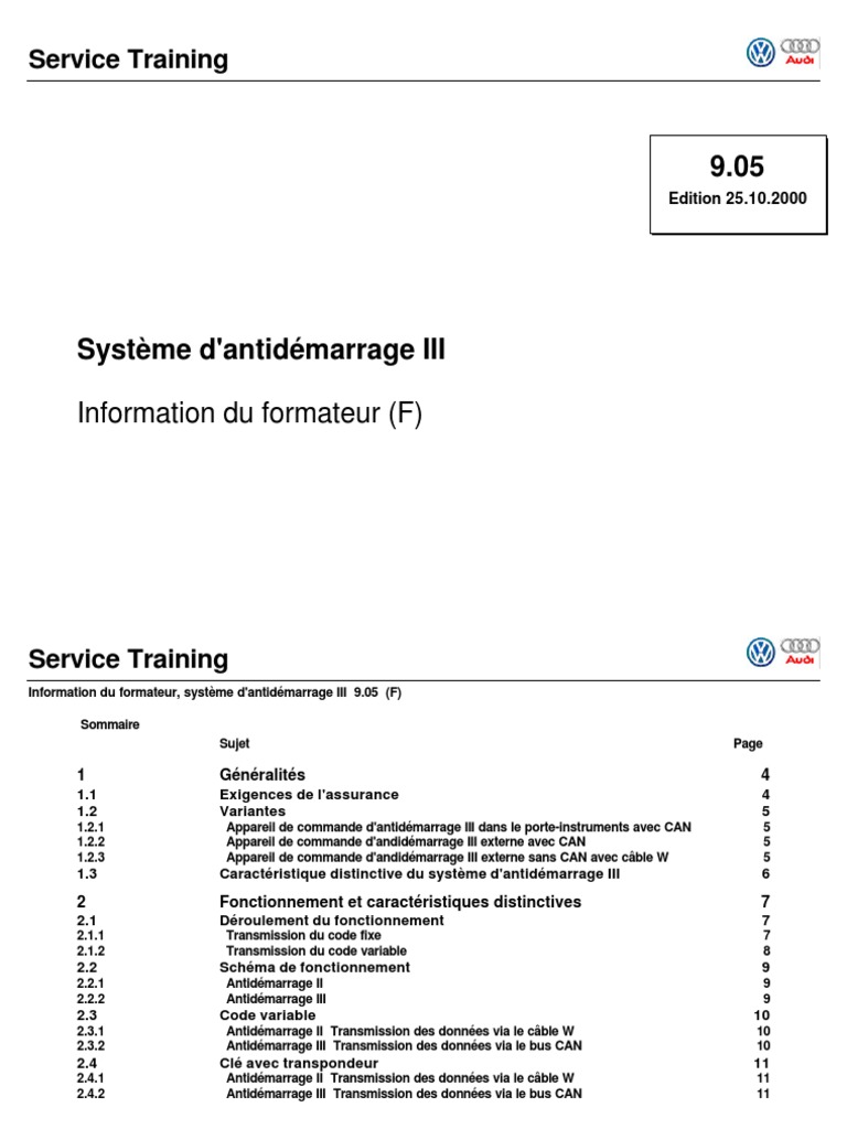 Système Antidémarrage III: Guide de Service | PDF | Transpondeur ...