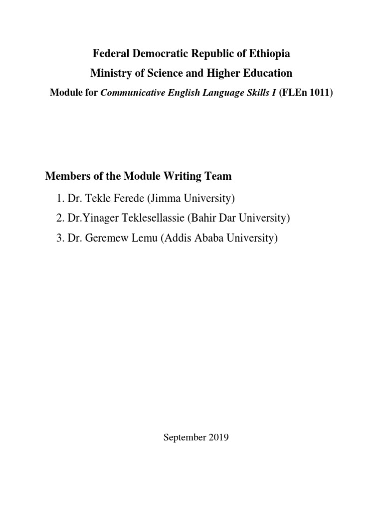 Communicative English Module | PDF | Reading Comprehension ...