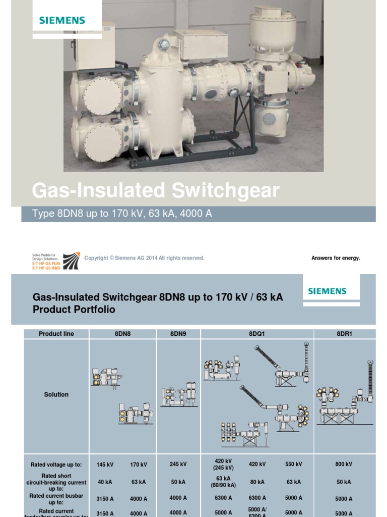 Gas-Insulated Switchgear: Type 8DN8 Up To 170 KV, 63 Ka, 4000 A | PDF ...