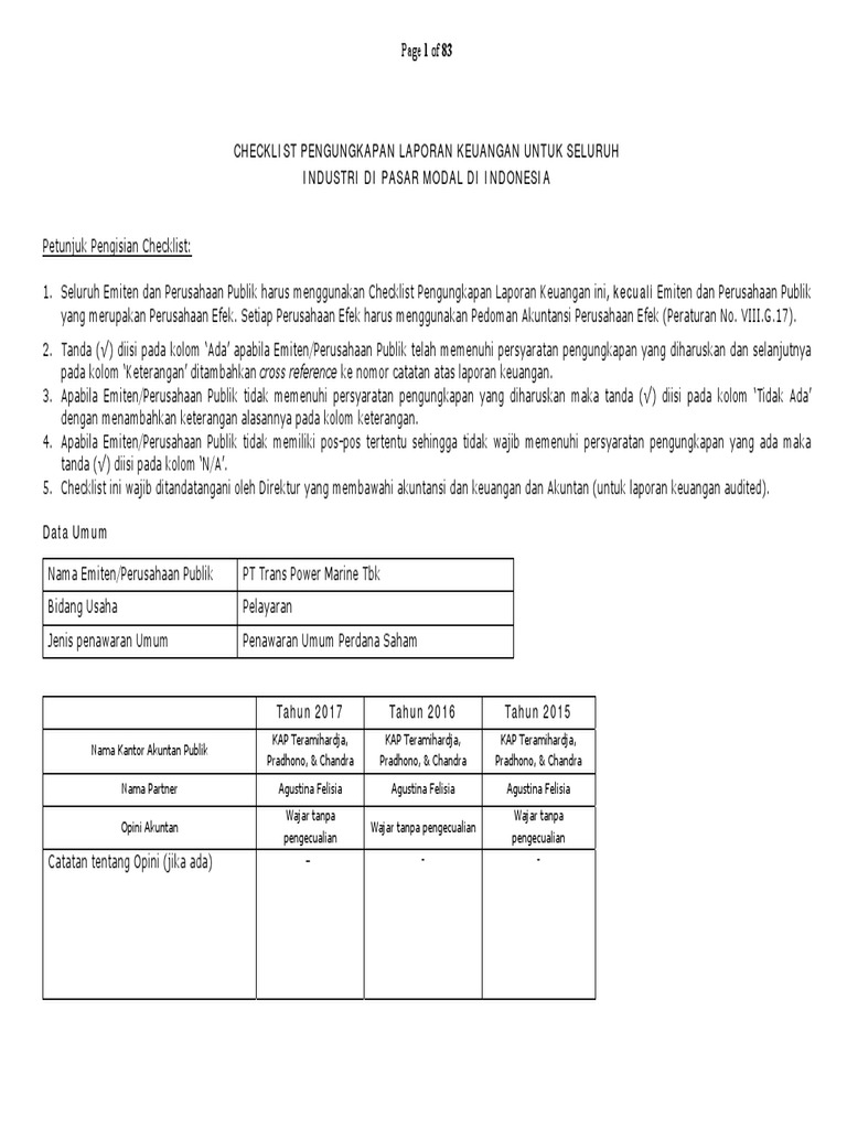 Checklist OJK | PDF