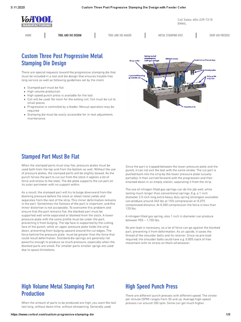 Custom Three Post Progressive Stamping Die Design With Feeder Coiler ...